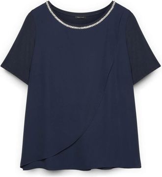 Fiorella Rubino Femme, Tops, Bleu, Taille: 44 FR T-shirt avec d&eacute;tail dencolure