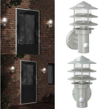 vidaXL Außenwandleuchte mit Bewegungsmelder Silbern Edelstahl - Outdoor-Beleuchtung - Wandleuchte - Bewegungsmelder - Edelstahl - Silber - Home & Living