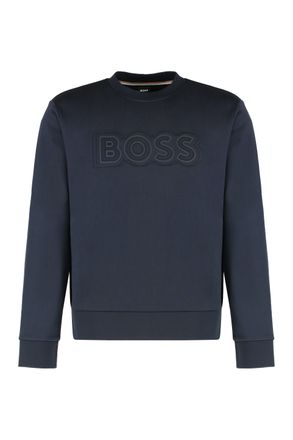 HUGO BOSS Logo-Embroidered Cotton Sweatshirt - Navy