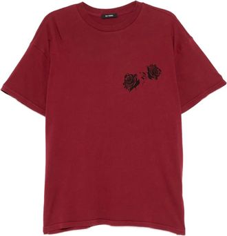 Willy Chavarria t-shirt à roses imprimées - Rouge