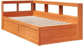 vidaXL Lit bibliothèque sans matelas cire marron 75x190 cm pin massif Vidaxl