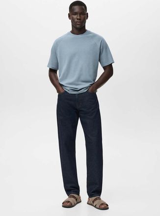 Mango T-shirt coton lin relaxed-fit bleu indigo - Homme - XXL - MANGO MAN