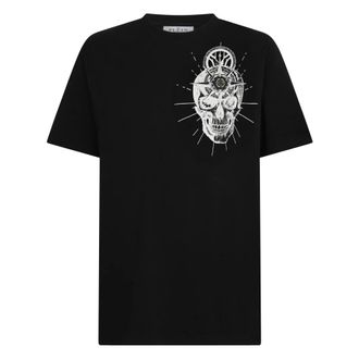 Philipp Plein Rundhals-T-Shirt Skull Tattoo - - Tops - Herren - Schwarzk - XL