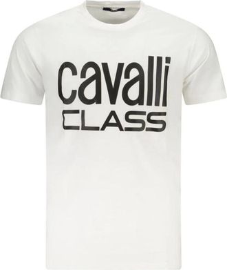Cavalli Homme, Tops, Blanc, Taille: 2XL T-shirt Blanc en Coton avec Logo