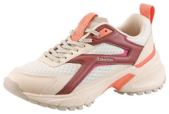 Calvin Klein Plateausneaker CALVIN KLEIN HIKE RUN CKSTRIPE MESH, Damen, Gr. 39, wei&szlig;, altrosa, Lederimitat, Textil, kontrastfarbene Details, Schuhe Plateausneaker,