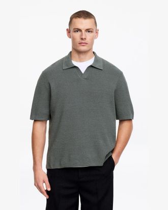 Arket Poloshirt Aus Baumwoll-Leinen -Grau