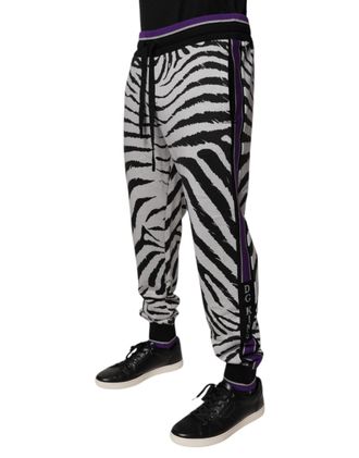 Dolce & Gabbana Zebra-Print Cotton Joggers - Black