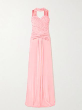 New Arrivals Amanda Robe Aus Jersey Mit Raffungen Und Schaldetail - Pink