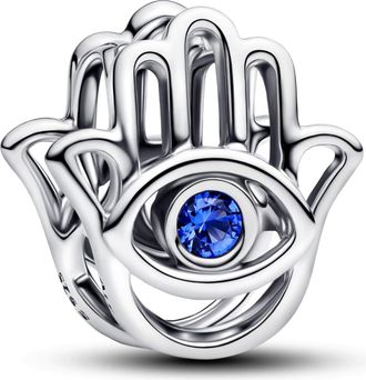 Pandora Moments Hand der Fatima Charm aus Sterling Silber mit künstlichem Kristall, Kompatibel Moments, 794062C01