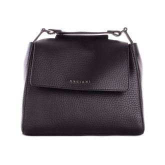 Orciani Femme, Sacs, Noir, Taille: ONE Size Sac &agrave; bandouli&egrave;re en cuir noir avec logo frontal