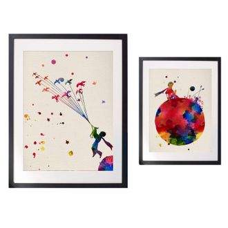 Nacnic Aquarell Poster Set von Der kleine Prinz. Poster im Aquarell-Stil mit Bildern von Kindergeschichten. 20x25 und 30x40 cm ohne Rahmen