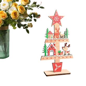 Generico Weihnachtstisch mit Rentier, aus Holz, für Tisch mit Baum, rustikales Winterzentrum für Zuhause und Partys