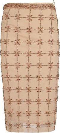 Pinko Pinko, Femme, Jupes, Beige, Taille: 40 FR Jupe Orn&eacute;e de Cristaux