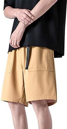 Generic Short d&eacute;t&eacute; d&eacute;contract&eacute; en coton pour homme - Short de sport pour homme - Lin, kaki, 3XL