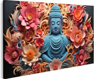 Islandburner Bild auf Leinwand Bunter Papier Buddha, Kunst Bilder Wandbilder Poster JEOK-1K