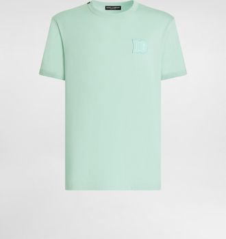 Dolce & Gabbana Cotton T-shirt With Patch - Mann T-shirts Und Polos Green 48
