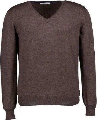 Gran Sasso Herren Pullover braun Schurwolle unifarben