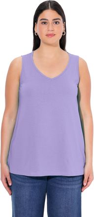Ulla Popken Damen gro&szlig;e Gr&ouml;&szlig;en &Uuml;bergr&ouml;&szlig;en Plus Size Top, V-Ausschnitt, Classic, &auml;rmellos
