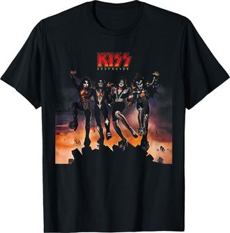 Kiss 1976 Zerstörer T-Shirt, Damen, Fans von Kiss, Musikliebhaber, Jugendliche, Erwachsene, Unisex, Kurzarm, Klassisch, Schwarz, S