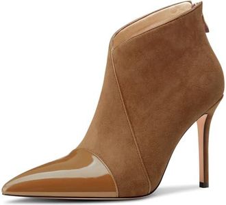 Castamere Femmes Aiguille Haut High Talon Heel Pointu Bout Bottines Fermeture à Glissière Slip-on Party Bureau Dress Bottes Marron 39 EU