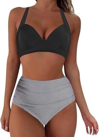 Generic Bikini pour femme - Sexy et &eacute;l&eacute;gant - Deux pi&egrave;ces - Triangle - Col en V - Push Up - Bikini de plage - Maillot de bain ventre plat - Haut de bikini ave