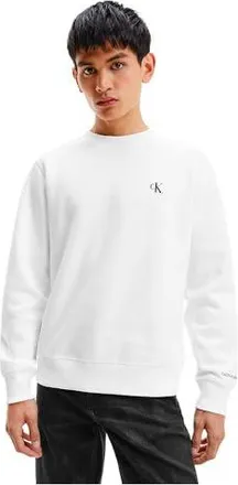 Calvin Klein Sweat-Shirt Homme CK Essential sans Capuche, Blanc (Bright White), XXS