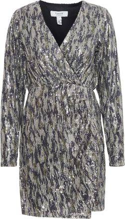 b.young BYSolia Damen Kleid Pailletten-Kleid Abendkleider mit V-Ausschnitt Pailletten Slim fit, Gr&ouml;&szlig;e:XXL, Farbe:Cement Camo Mix (203938)