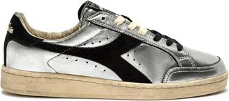 Diadora Femme, Chaussures, Gris, Taille: 39 EU Baskets Vintage en Cuir Argent