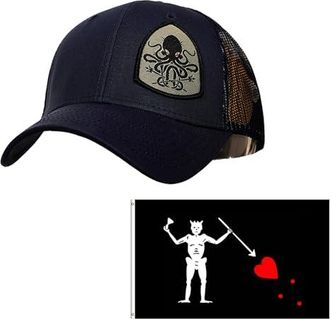 Generic Casquette de Baseball Tactique Seal Team SAS pour Homme et Femme, Casquette Snapback Extensible + Drapeau, Poulpe, Large