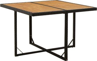 vidaXL Vidaxl - Table de jardin Noir 109x107x74 cm R&eacute;sine tress&eacute;e bois massif