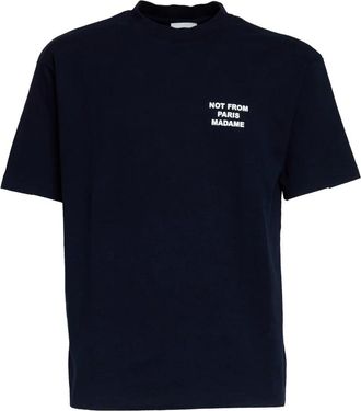 Dr&ocirc;le de Monsieur Homme, Tops, Bleu, Taille: M T-shirt ras du cou en coton avec slogan