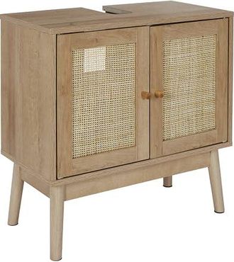 The Home Deco Factory HD0227, Waschtischunterschrank, Modell Bali, Natural Crush Collection, Möbel, Schrank, Badezimmermöbel, 60 x 70 x 30 cm, Braun