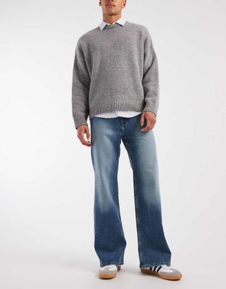 Hollister Jean ultra baggy avec 5 poches - Bleu fonc&eacute; d&eacute;lav&eacute;