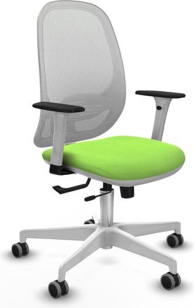 Piqueras y Crespo B&uuml;rostuhl f&uuml;r Lendenwirbels&auml;ule, verstellbar, mit 1D-Armlehnen, ausgestattet mit Syncro/Translack und Schneideschaum, 65 mm Rollen, Parkett, Wei&szlig;/Pist