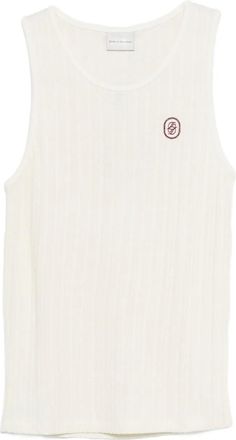 Dr&ocirc;le de Monsieur Le D&eacute;bardeur D Miroir ribbed logo-patch tank top - Nude