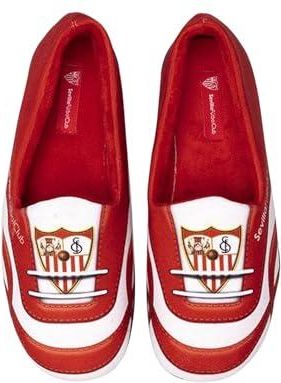 Shoes & Blues Chaussures de maison du FC Sevilla au design classique avec logo officiel du club, fabriqu&eacute;es en Espagne. Semelle antid&eacute;rapante, lavable en machine., 