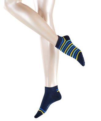 Esprit Damen Sneakersocken Mixed Stripe 2-Pack, Baumwolle, 2 Paar, Blau (Marine 6120), 35-38