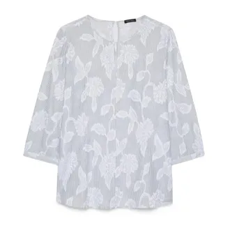 Fiorella Rubino Baumwoll-Jacquard-Bluse mit Blumenstickerei - - Blouses & Shirts - Damen - Wei&szlig; - 3XL