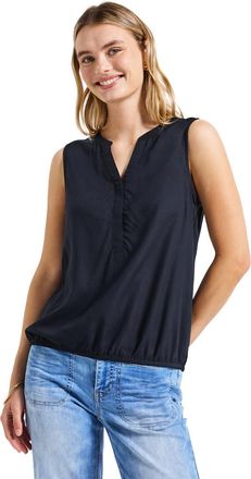 Street One Damen 3411962 Blusentop in Unifarbe, deep Blue, 36