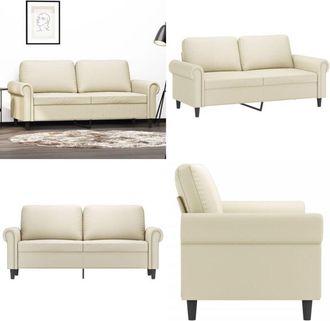 vidaXL 2-Sitzer-Sofa Creme 140 cm Kunstleder - 2-Sitzer Sofa - Cremefarbenes Sofa - Lederlook Sofa - Wohnzimmersofa - Modernes Sofa - Home & Living
