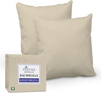 Pizuna Luxuri&ouml;s Kissenbezug 80x80 cm 2er Set Baumwolle Einfach Taupe, 1000 Fadenzahl aus 100% langstapeliger Baumwolle in Satinbindung Nur Kissenbezug (Hotel