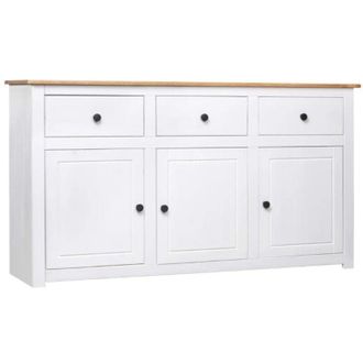 Les Tendances Buffet 3 portes 3 tiroirs pin massif blanc et clair Iris