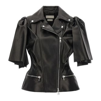 Alexander McQueen Bow Knot Biker Weste - - Jackets - Damen - Schwarzk - M