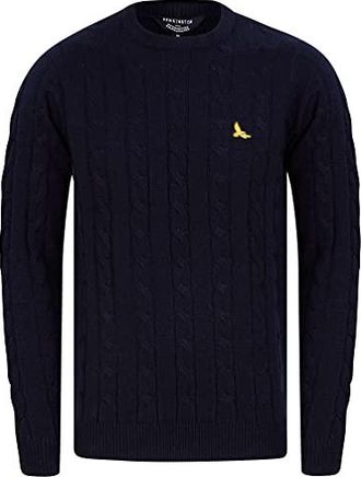 Kensington Eastside Pull Murph en tricot torsad&eacute; &agrave; col rond pour homme, Encre bleu marine, XL