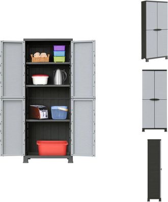 vidaXL Kunststoffschrank 68x39x171,5 cm - Aufbewahrungsbox - Garderobe - Werkzeugschrank - Regal - Grau