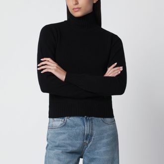 Ami Schwarzer Rollkragenpullover aus Kaschmir und Wolle