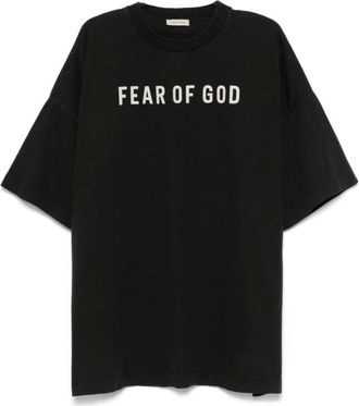 Fear of God Homme, Tops, Noir, Taille: M T-shirt Noir Ras du Cou en Jersey avec Logo