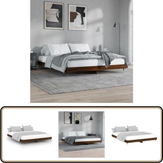 vidaXL Bettgestell ohne Matratze Braun Eichen-Optik 200x200 cm - Holzbettfundament - Doppelbett - Eiche Optik - Massivholzbette - Bettrahmen