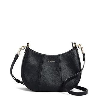 Le Tanneur petit sac demi-lune, sac bandouli&egrave;re, en cuir grain&eacute;, Juliette, femme, poche plate, poche zipp&eacute;e, bandouli&egrave;re amovible et ajustable, double port&eacute;, &eacute;pa