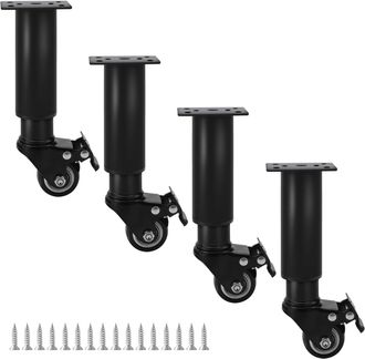 Generic Set Mit 4 Verstellbaren M&ouml;belf&uuml;&szlig;en Aus Metall Mit Rollen Schrauben, F&uuml;r Schr&auml;nke/Sofas/Betten/Kommoden/Couches, Robuste DIY-Ersatzf&uuml;&szlig;e Couchtische(Sch